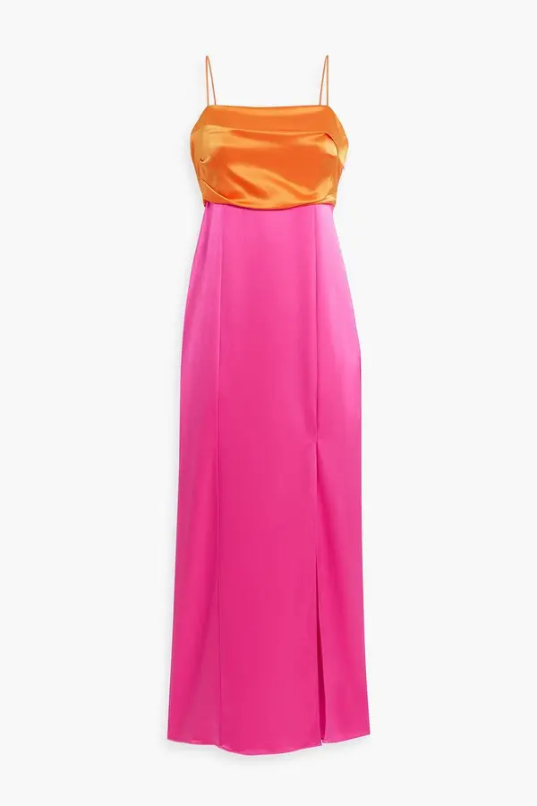 Alice + Olivia Lilita Two-tone Satin Midi Dress