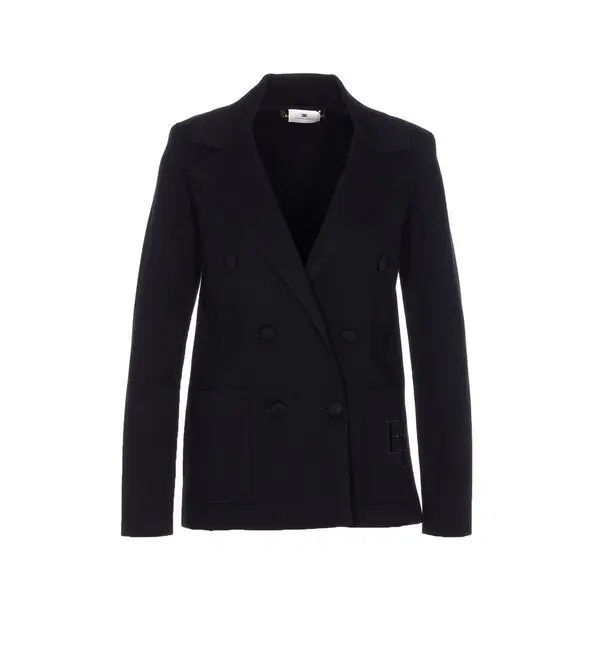 Elisabetta Franchi Cardigan With Double Breasted Buttons Closure - Black