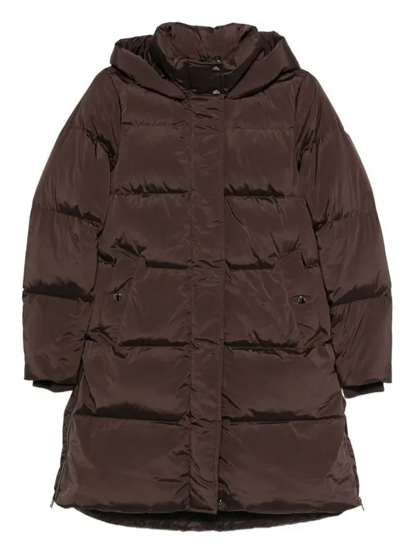 Woolrich Hooded Long Down Jacket - Brown