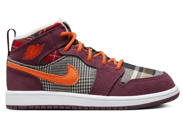 JORDAN 1 Mid Se Sneakers - Night Maroon/black/white