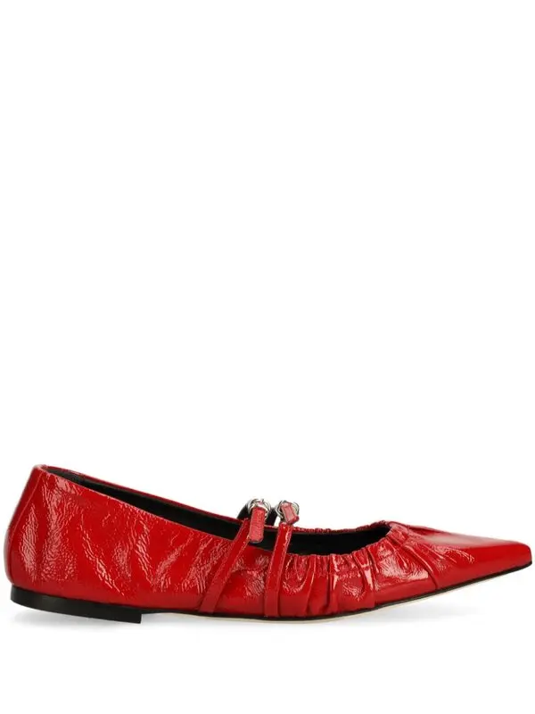 MSGM Buckled Ballerina Shoes - Red