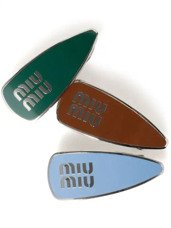Miu MIU Barrette Hair Clip Green Women\'s Miu Miu Green Leather Barrette Hair Clip ref.2016677 - Joli  main image 2