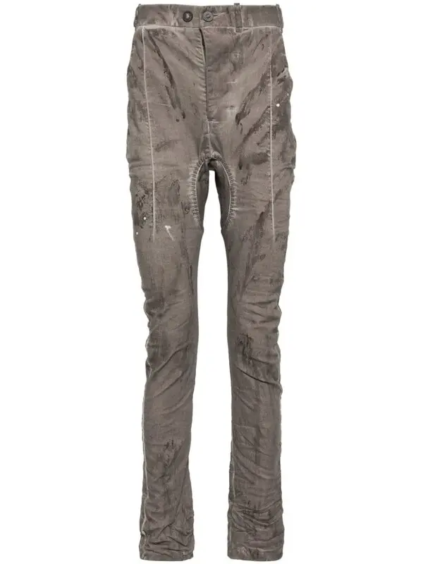 Boris Bidjan Saberi Distressed Cotton-blend Trousers
