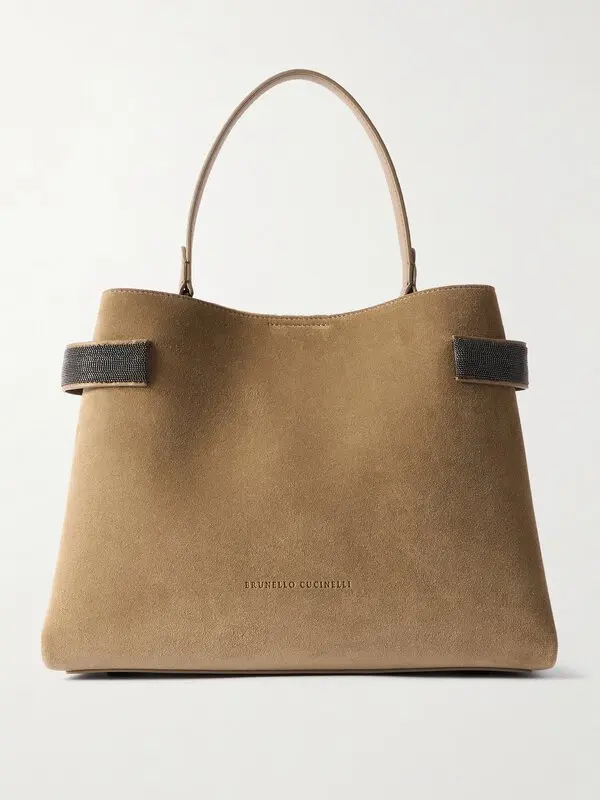 Brunello Cucinelli Bead-embellished Shoulder Bag - Brown