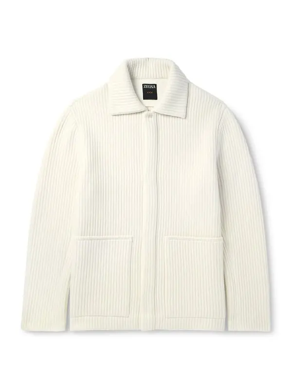Zegna Ribbed Wool And Cashmere-blend Jacket