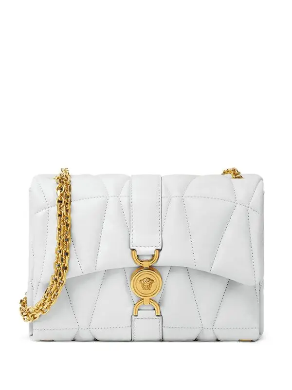 Versace Kleio Quilted Shoulder Bag - White