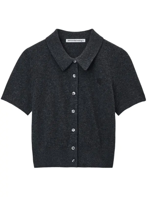Alexander Wang Logo-embroidered Wool Top - Grey