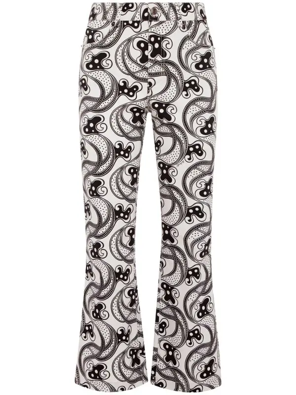 La DoubleJ Cropped Flare Jeans - White