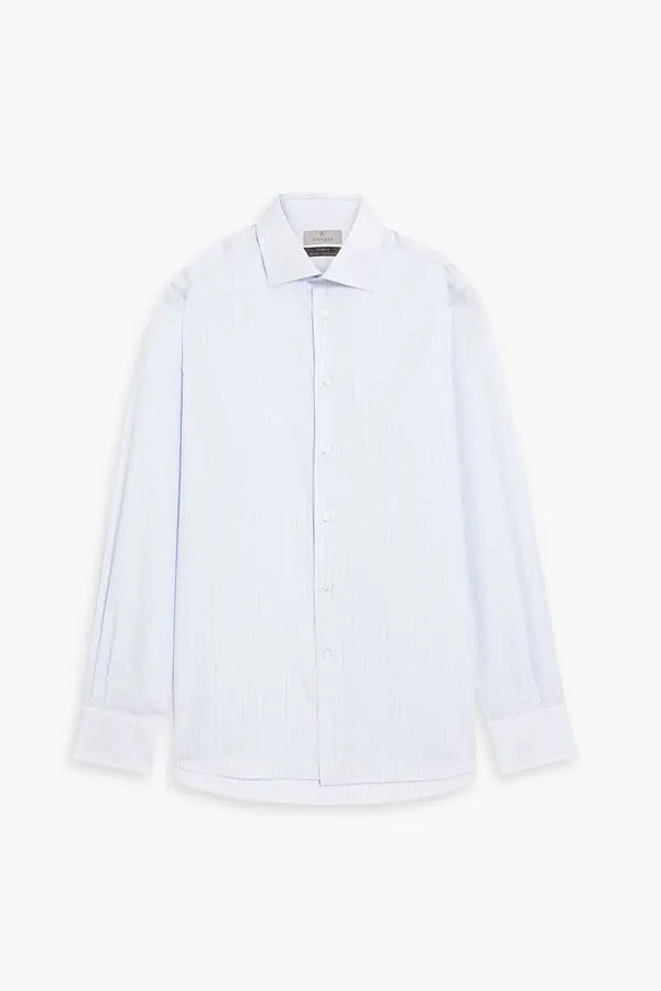 Canali Checked Cottonpoplin Shirt - Light Blue