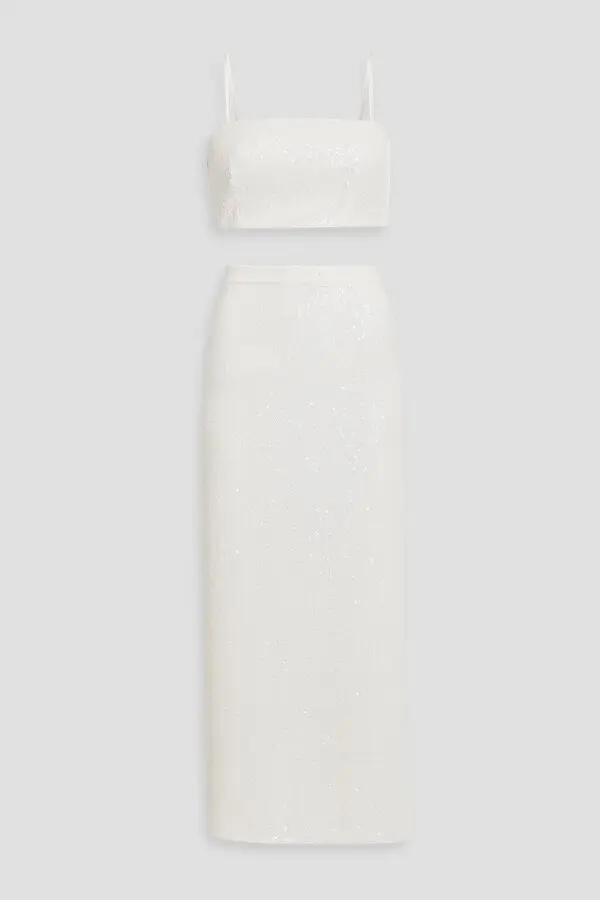HVN Affie Sequined Tulle Set - White