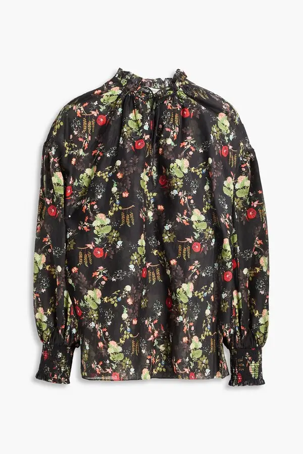 Alice + Olivia Floral-print Cotton And Silk-blend Blouse