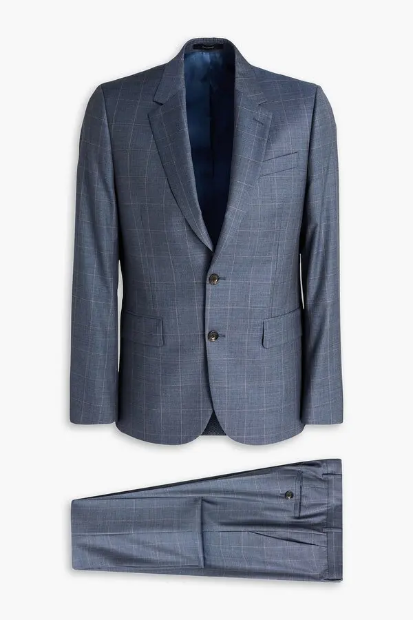 Paul Smith Checked Wool Suit - Slate Blue