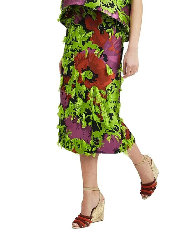 La DoubleJ Wonderland Fil Coupe Pencil Skirt - Wonderland Fil Coupe Multicolor