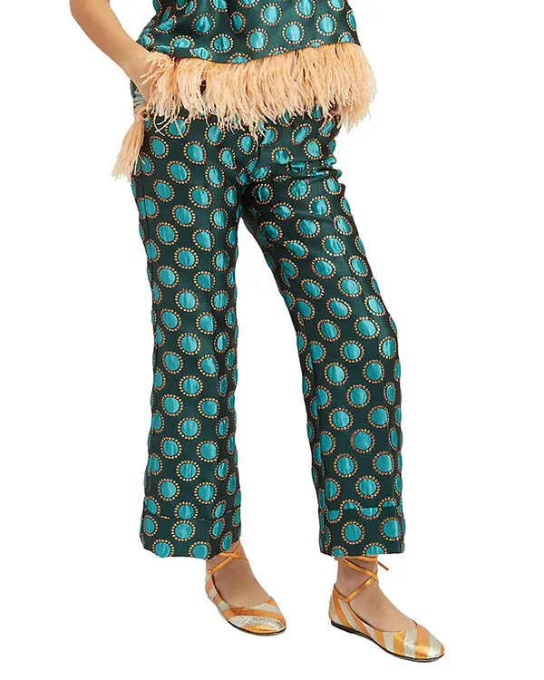La DoubleJ Hendrix Jacquard Trousers - Jacquard Winter Sun Emerald
