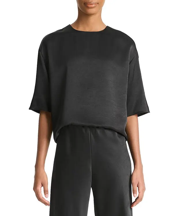 Vince Fluid Satin Blouse - Black