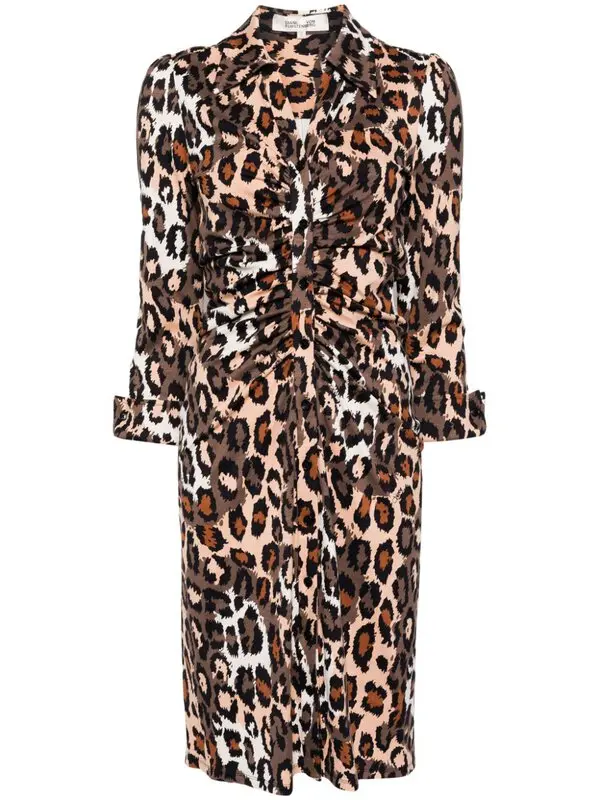 Diane Von Furstenberg Sheska Leopard Print Dress - Brown