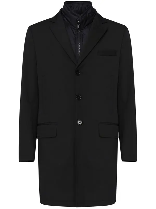 FAY Layered Overcoat - Black