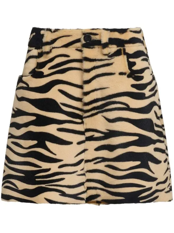 Marni Zebra-print Mini Skirt - Neutrals