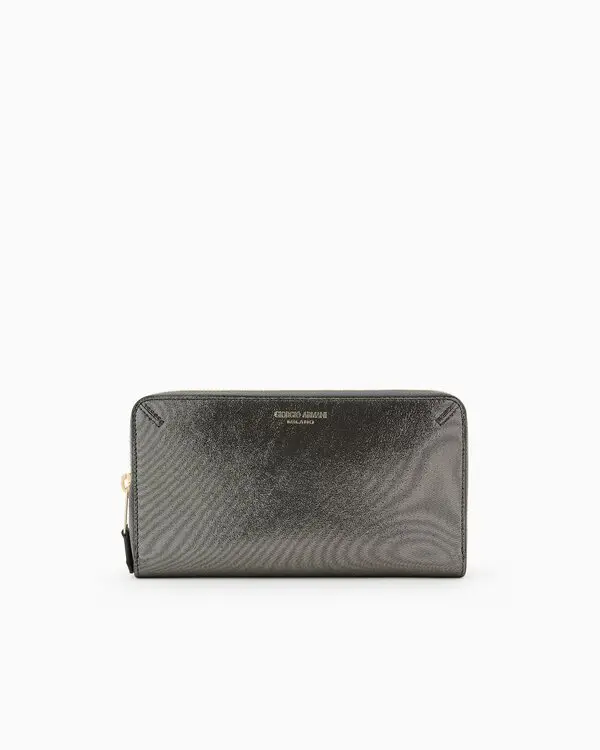 Giorgio Armani La Prima Wraparound-zip Wallet In Glossy Nubuck