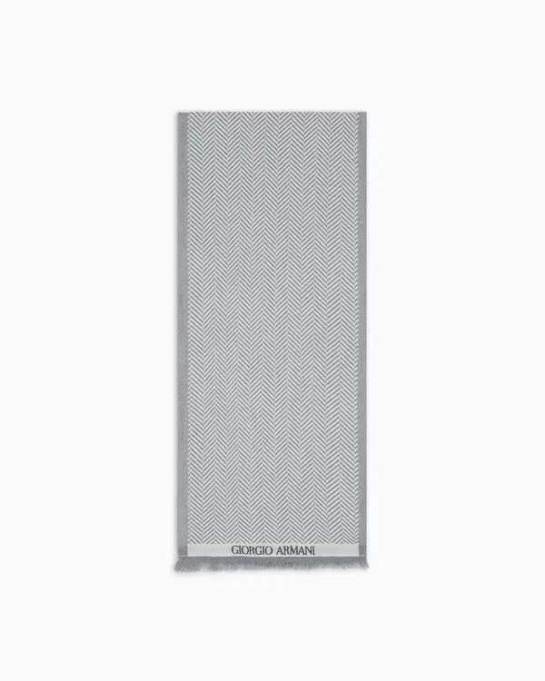 Giorgio Armani Chevron Jacquard Wool Scarf - Grey
