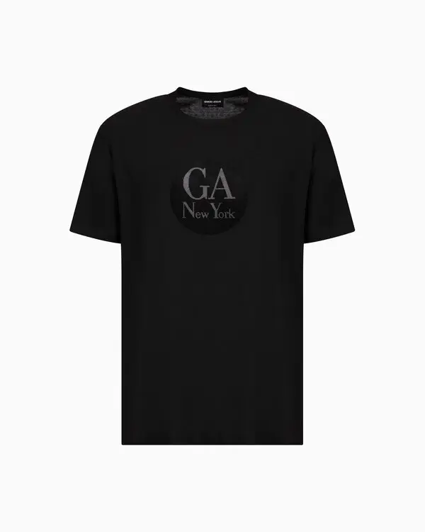 Giorgio Armani Viscose Crew-neck T-shirt With A Velvet Insert