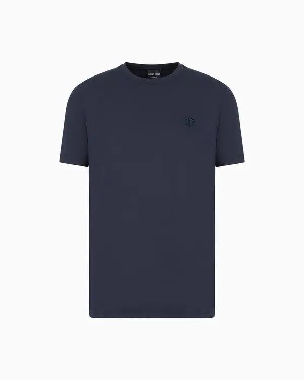 Giorgio Armani Stretch-jersey Loungewear Short-sleeved T-shirt - Blue