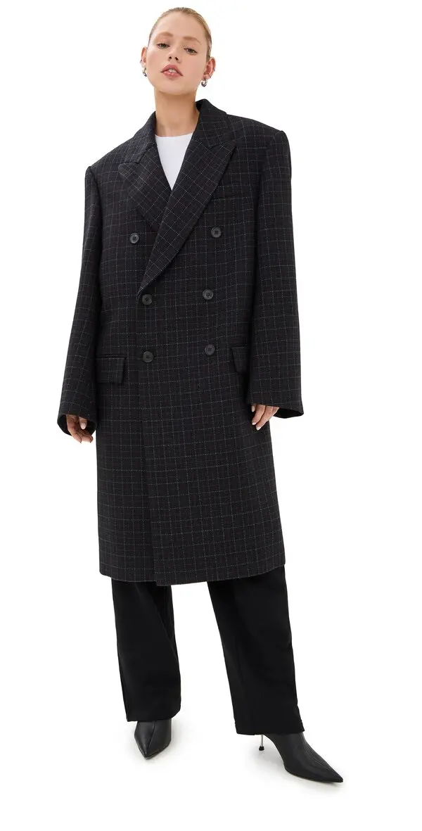Wardrobe.NYC Oversized Double Breasted Coat - Black Check
