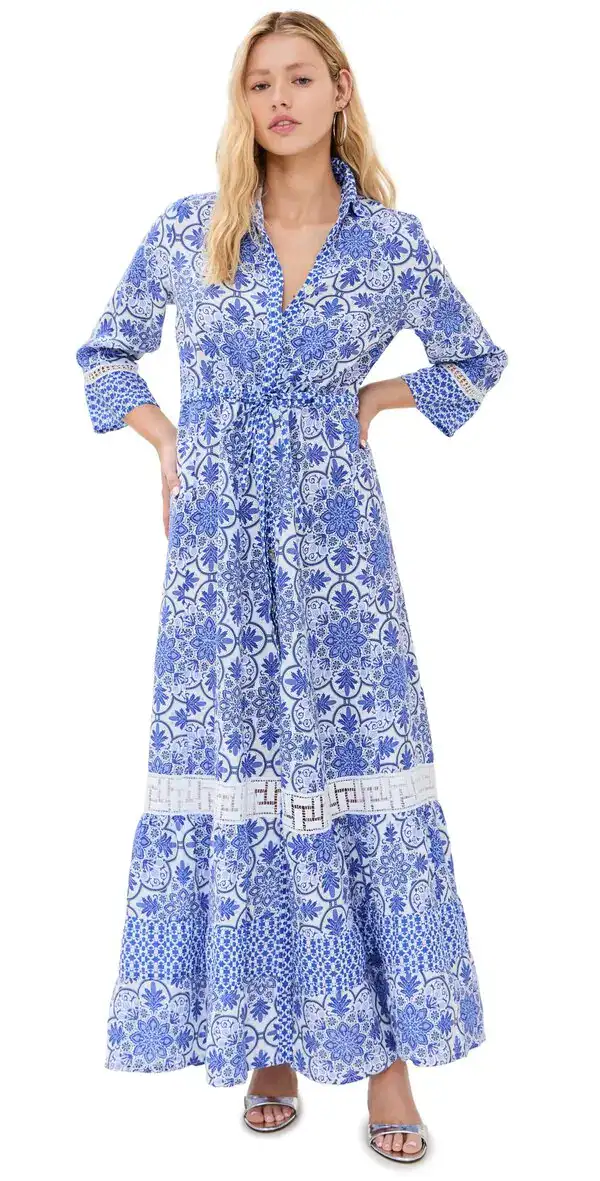 Temptation Positano Lete Linen Dress In Summer Blue - 60% Off | Editorialist