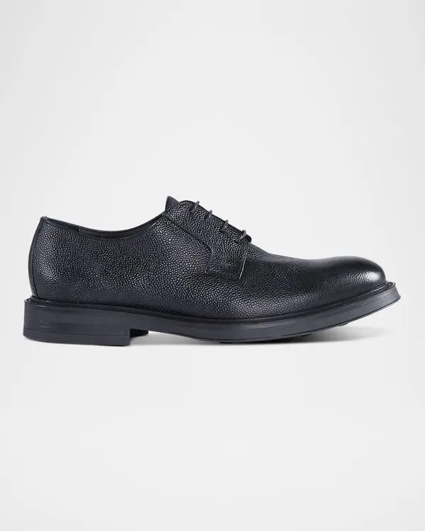 PAUL STUART Michael Pebbled Leather Derby Shoes - Black