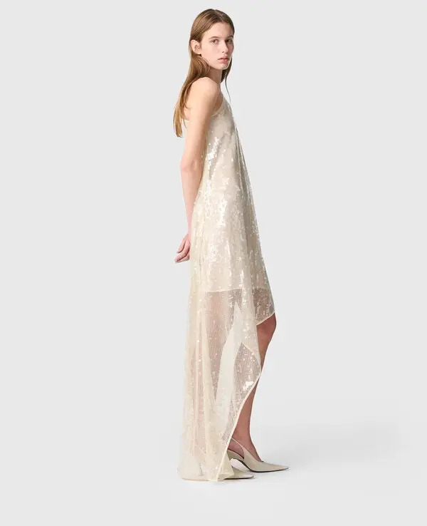 Stella McCartney One-sleeve Sequin Dress - Cream