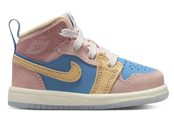 JORDAN 1 Mid High-top Sneakers - Aegean Storm/pink Oxford/red Stardust
