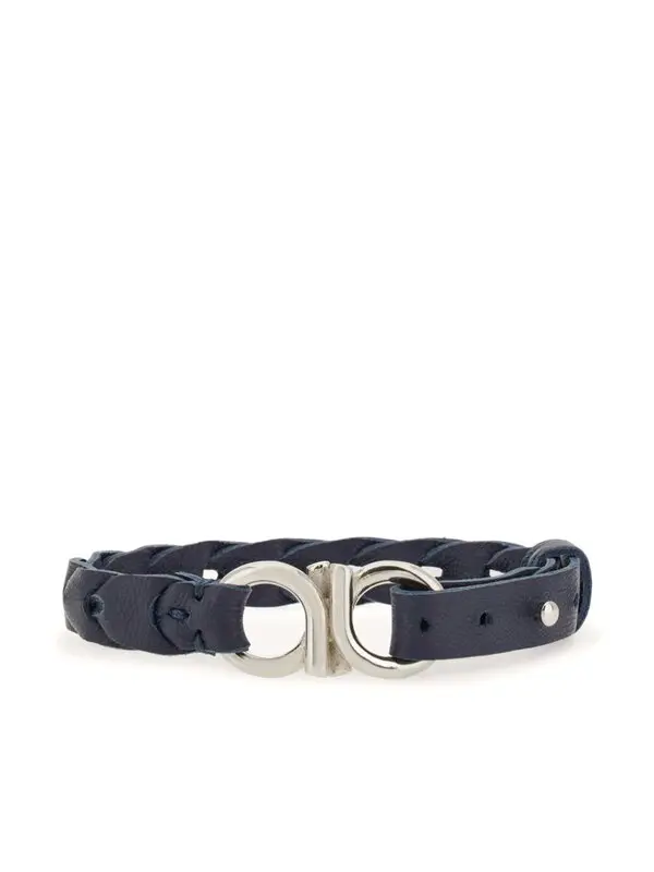 FERRAGAMO Braided Gancini-plaque Bracelet - Blue