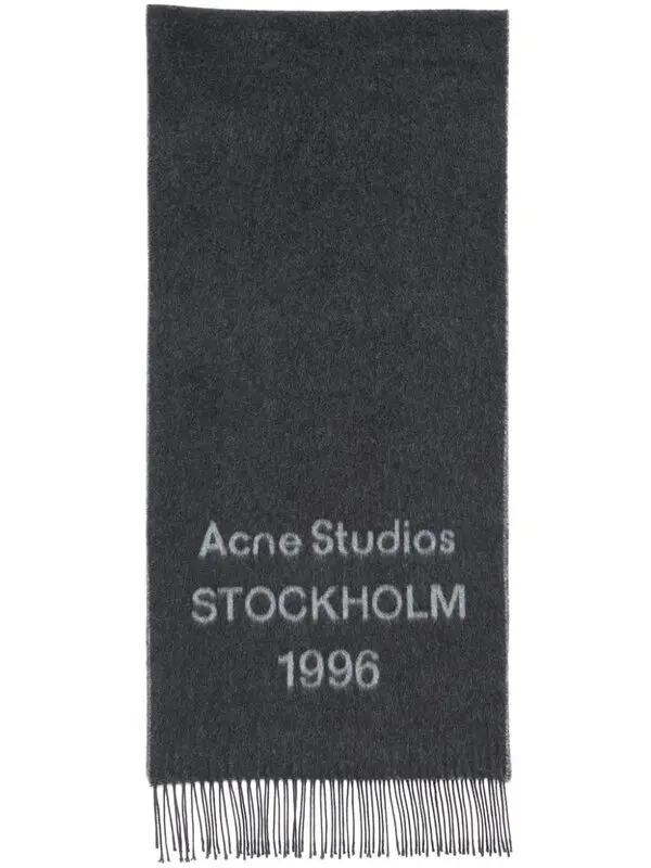 Acne Studios Logo-print Wool Scarf - Black