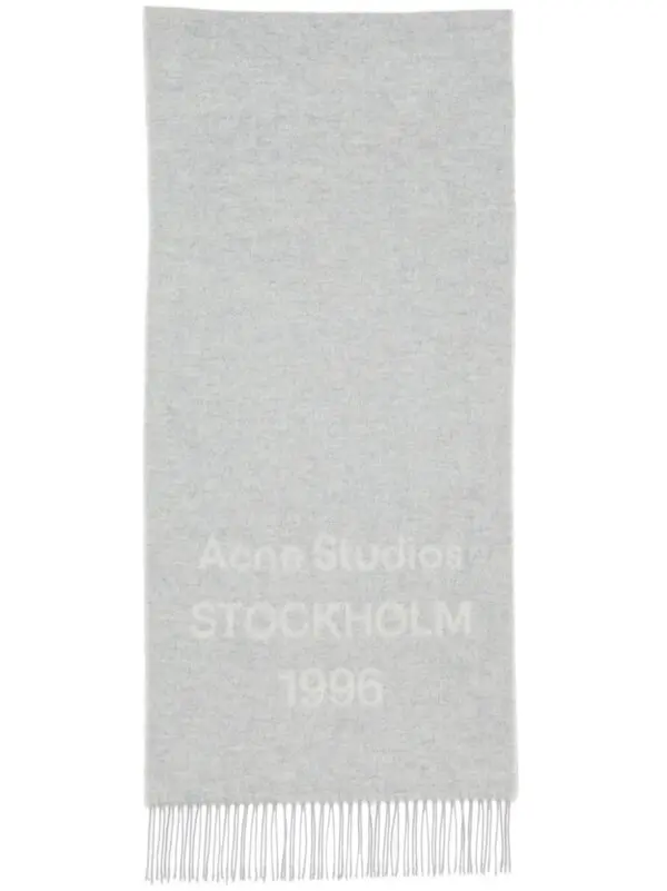 Acne Studios Logo-print Wool Scarf - Grey