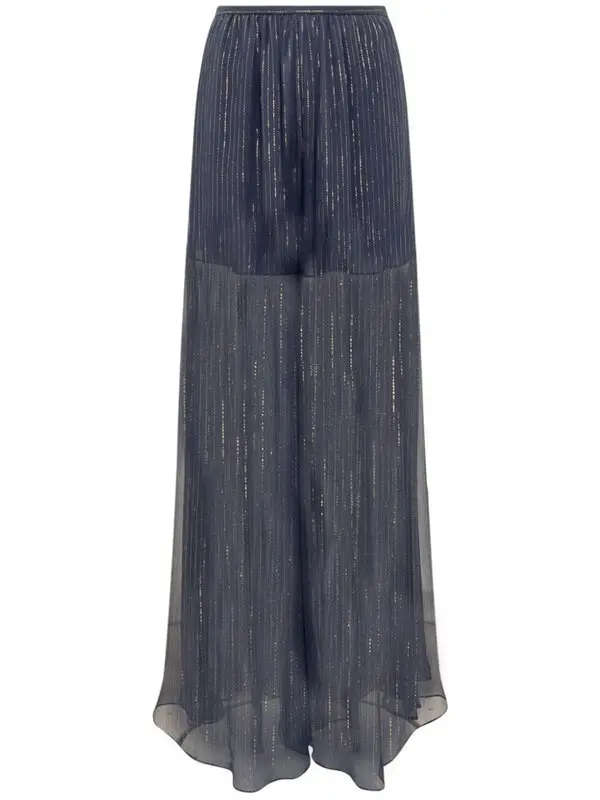 Rochas Metallic-threading Flared Trousers - Blue