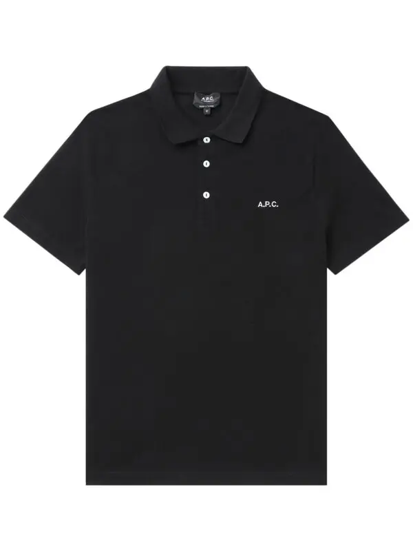 A.p.c. Logo-embroidered Polo Shirt - Black