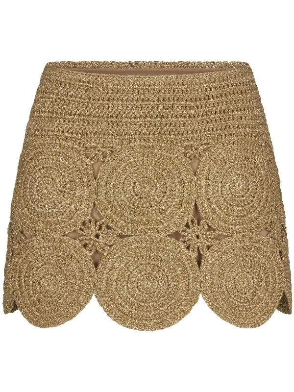 SIMONMILLER Crochet Knit Mini Skirt - Gold