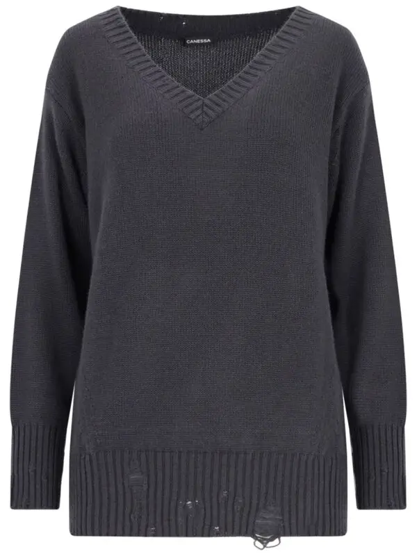 CANESSA Distressed Sweater - Grey