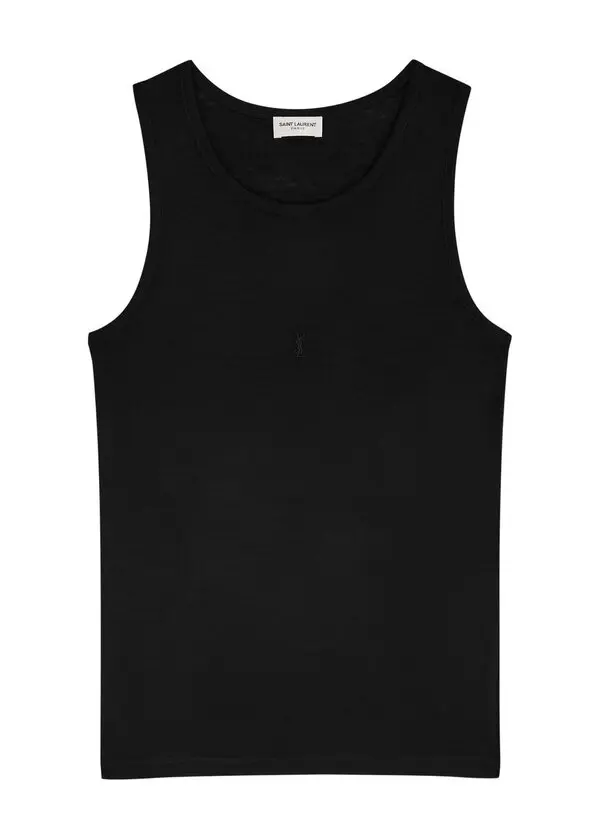 Saint Laurent Logo-embroidered Wool Tank - Black