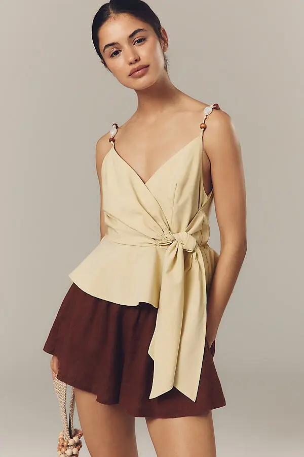 THE SOMERSET COLLECTION BY ANTHROPOLOGIE The Somerset Linen Shorts - Sepia Brown