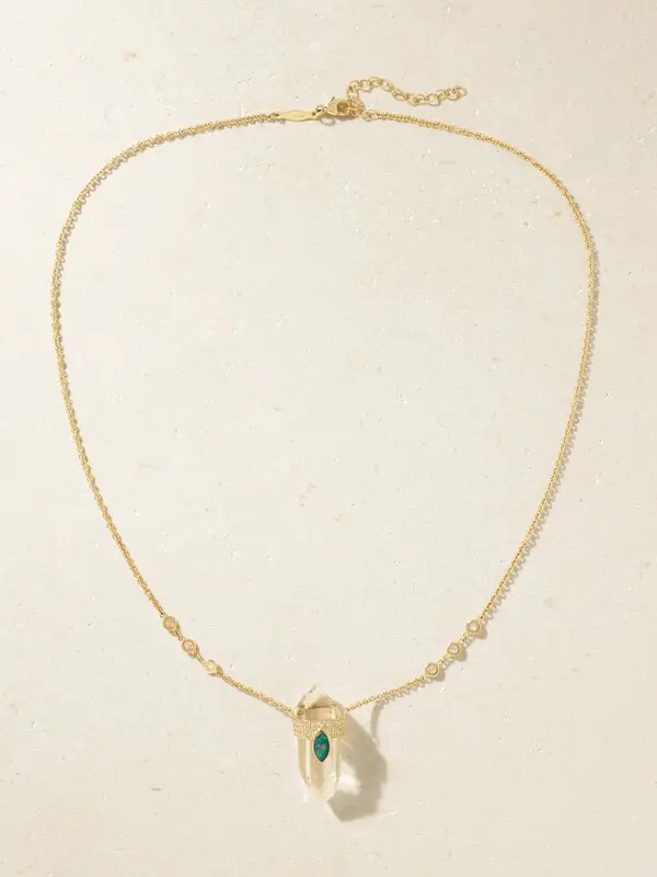 Jacquie Aiche 14-karat Diamond, Quartz And Opal Necklace