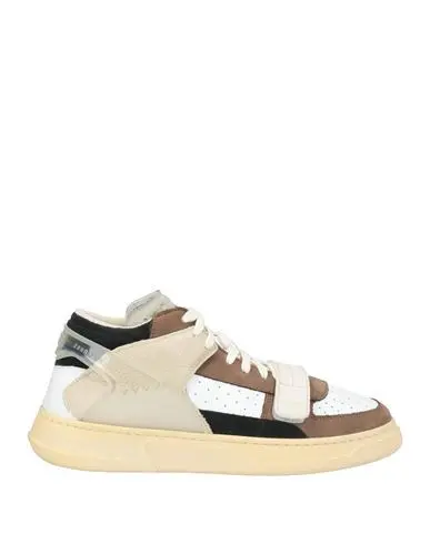 RUN OF Leather High-top Sneakers - White