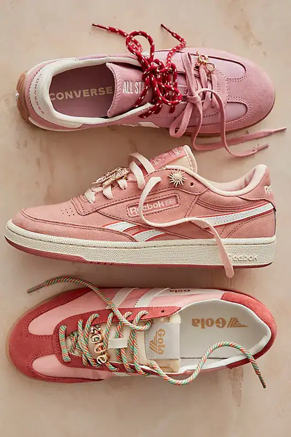 Gola Firefly Lace-Up Sneakers - Pale Pink/Clay/Off White | Editorialist
