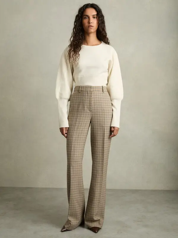 REISS Vida Wool Houndstooth Trousers