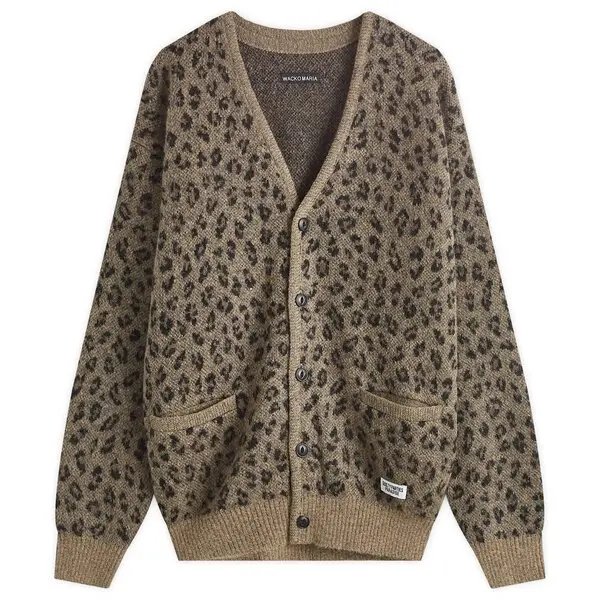 トップス wackomaria LEOPARD HEAVY MOHAIR CARDIGAN Wacko Maria Leopard Mohair Cardigan In Beige - 30% Off | Editorialist