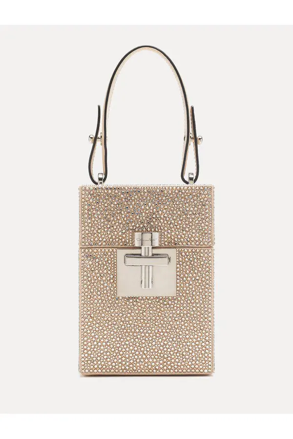 Oscar De La Renta Crystal Pavé Alibi Top Handle Bag - Red