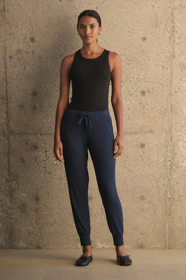 Velvet By Graham & Spencer Koko Ribbed Joggers - Black