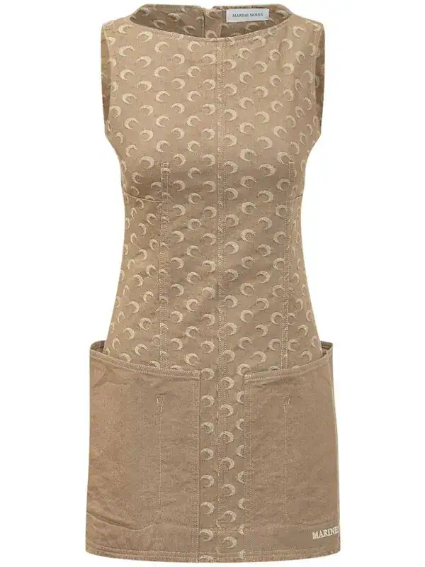 Marine Serre Crescent Moon Jacquard Dress In Brown - 45% Off | Editorialist