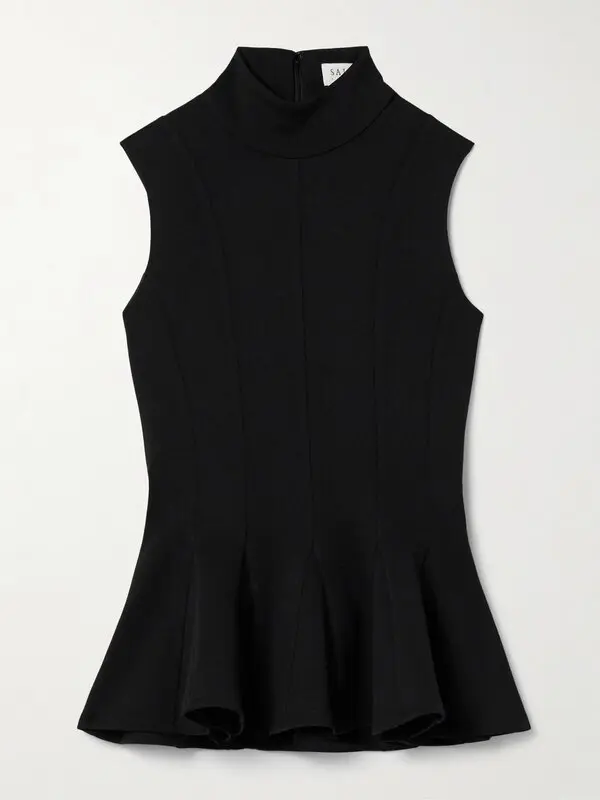 SALON 1884 Ismay Paneled Peplum Turtleneck Top