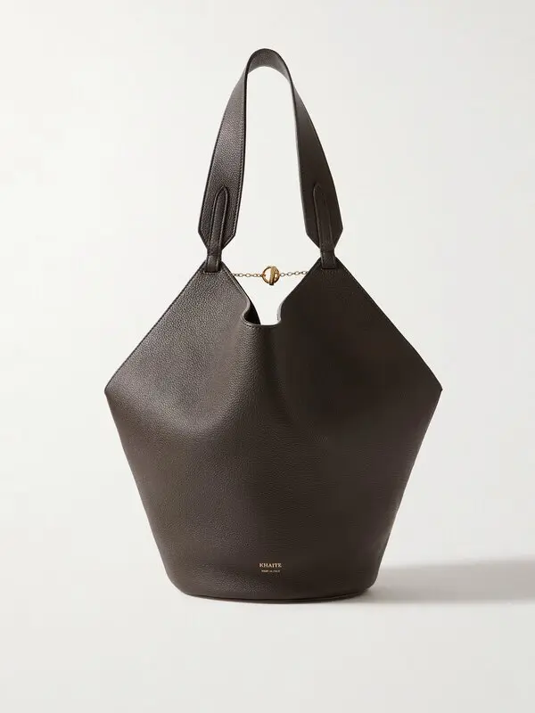Khaite Lotus Small Textured-leather Tote - Brown